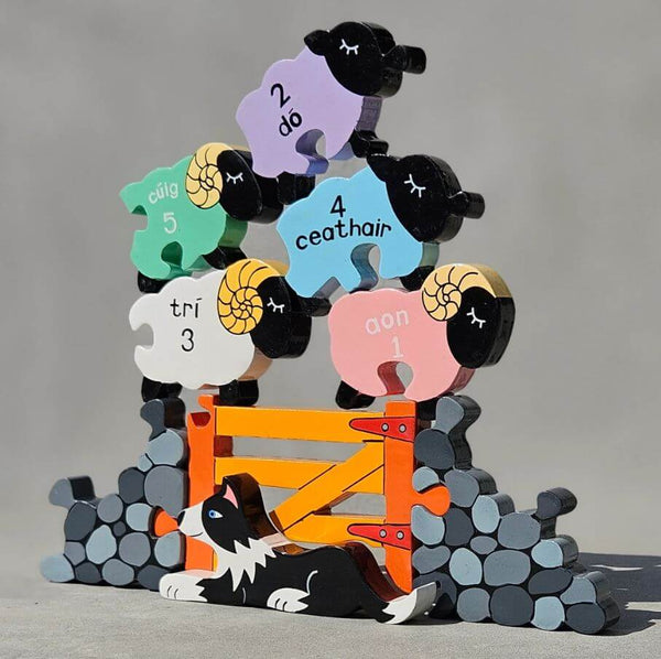 Number Sheep Row (As Gaeilge) by Alphabet Jigsays
