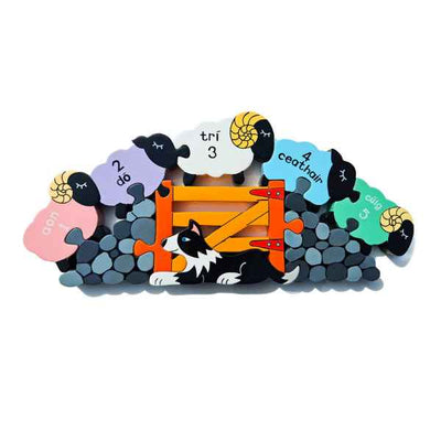 Number Sheep Row (As Gaeilge) by Alphabet Jigsays