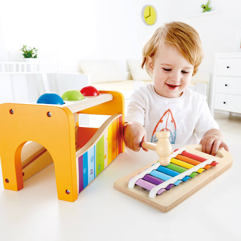 Hape Pound & Tap Bench With Slide Out Xylophone | Cogs Toys & Games Ireland